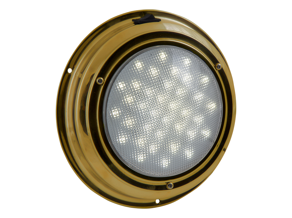 7" Round Brass Interior Dome Light with On/Off… | Heavy Duty Lighting