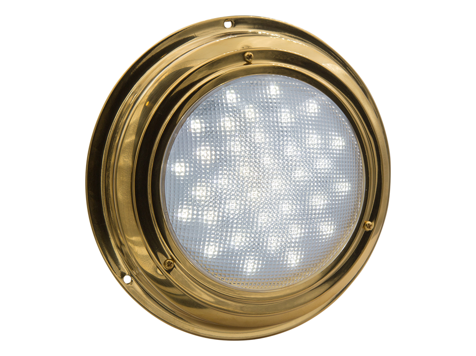 7" Round Brass Interior Dome Light with No… | Heavy Duty Lighting